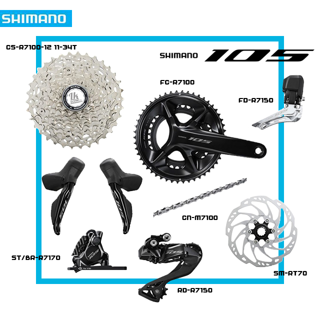 ชุดขับไฟฟ้าซีรี่ส์ใหม่ 105 Di2 R7100 12speed